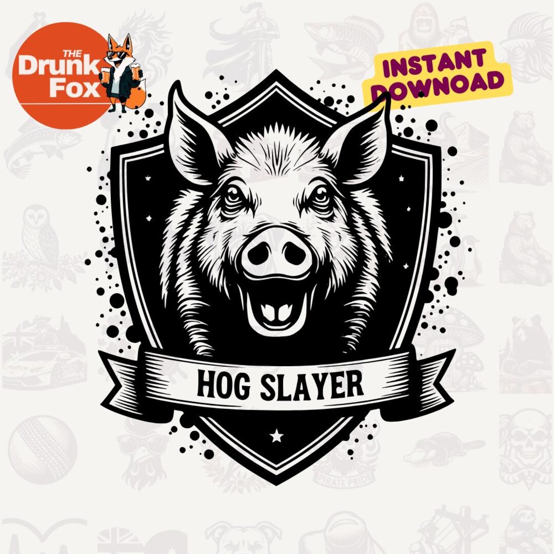 Hog Breaking Shield SVG With "hog Slayer" Banner for Bold Hunting T ...