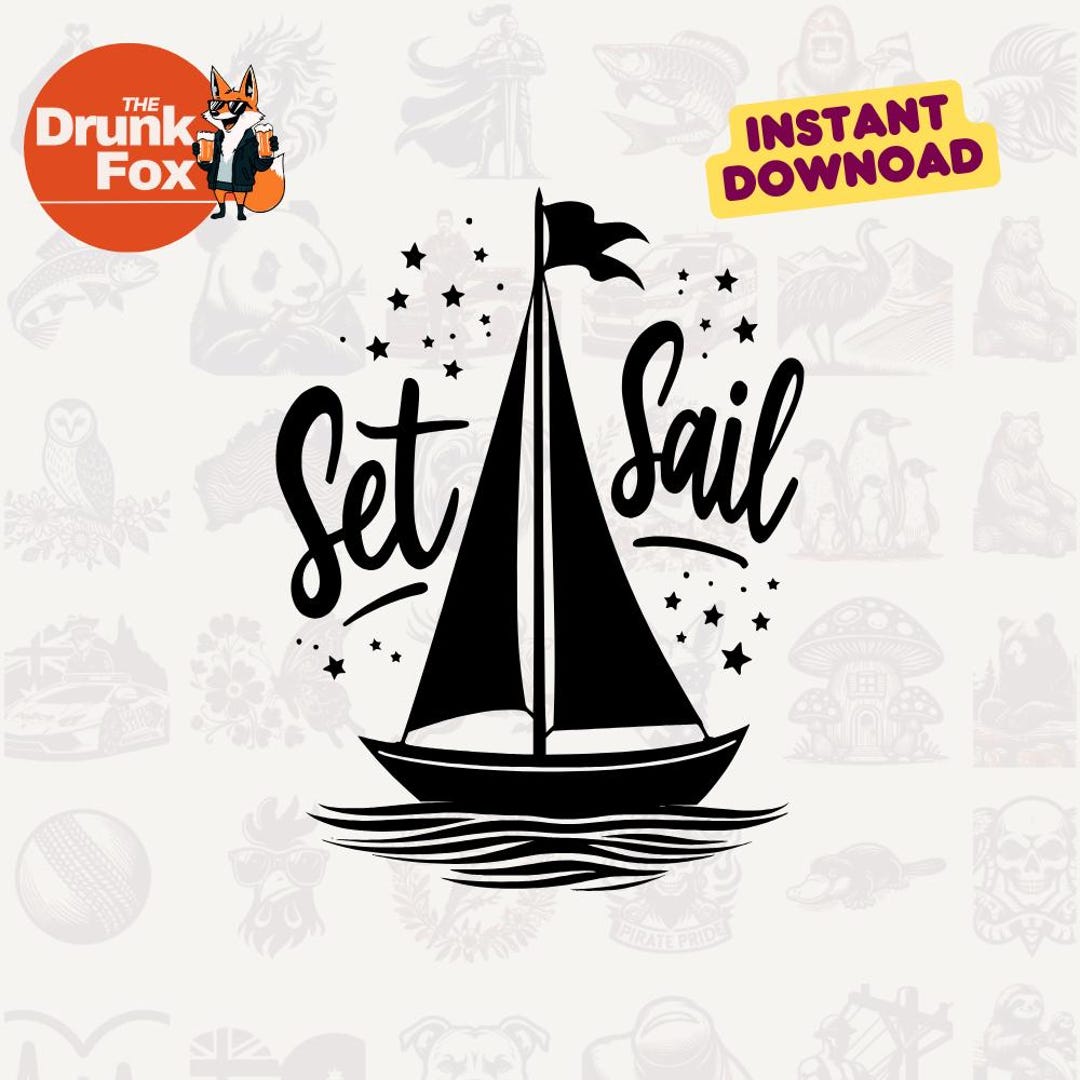 Retro Set Sail Badge SVG Clipart | Vintage Nautical Vector | Digital ...