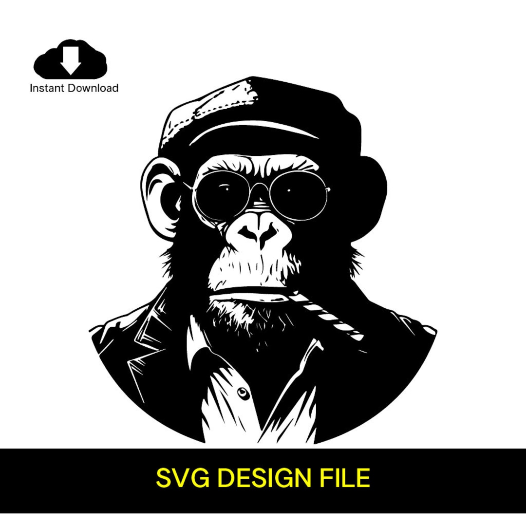 Chimp With a Cigar Silhouette SVG Vector File for Laser Cutting - Etsy
