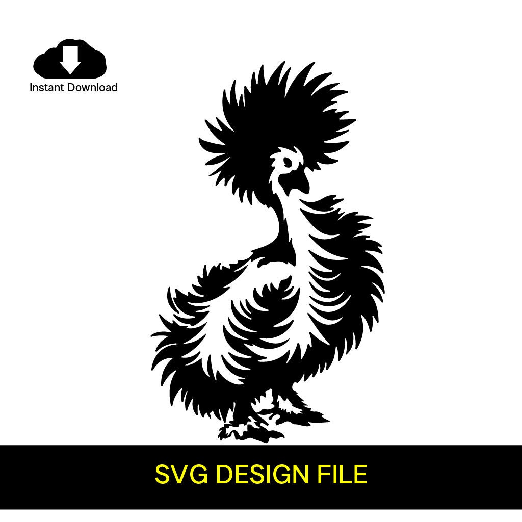 Silkie Hen SVG, Silkie Hen Laser Cutting, Beautiful Silkie Hen SVG Cut ...