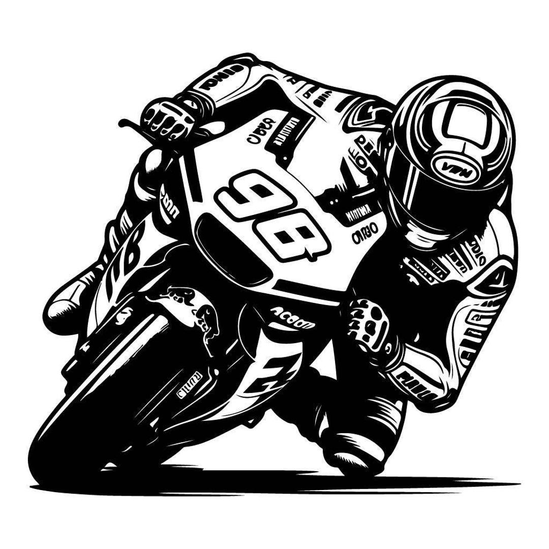 Motorcycle Racing Sport SVG Black and White SVG Vector File for Laser ...
