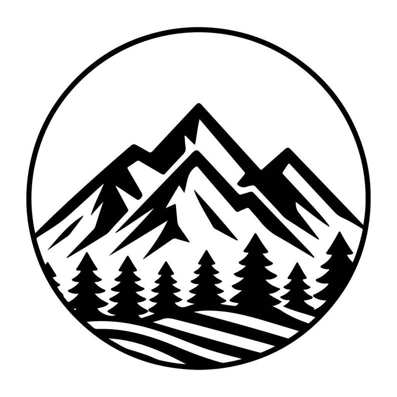 Geometric Mountain SVG Black and White SVG Vector File for Laser ...