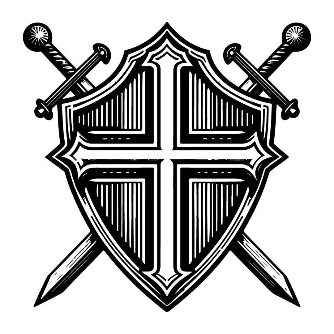 Crusaders Cross Shield SVG 2 | Black & White Vector File for Laser ...