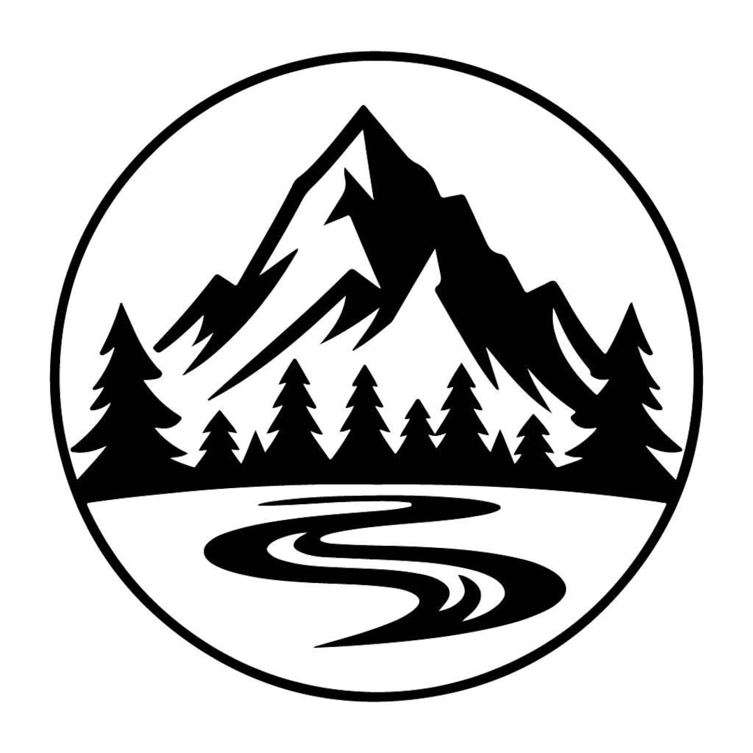 Geometric Mountain SVG Black and White SVG Vector File for Laser ...