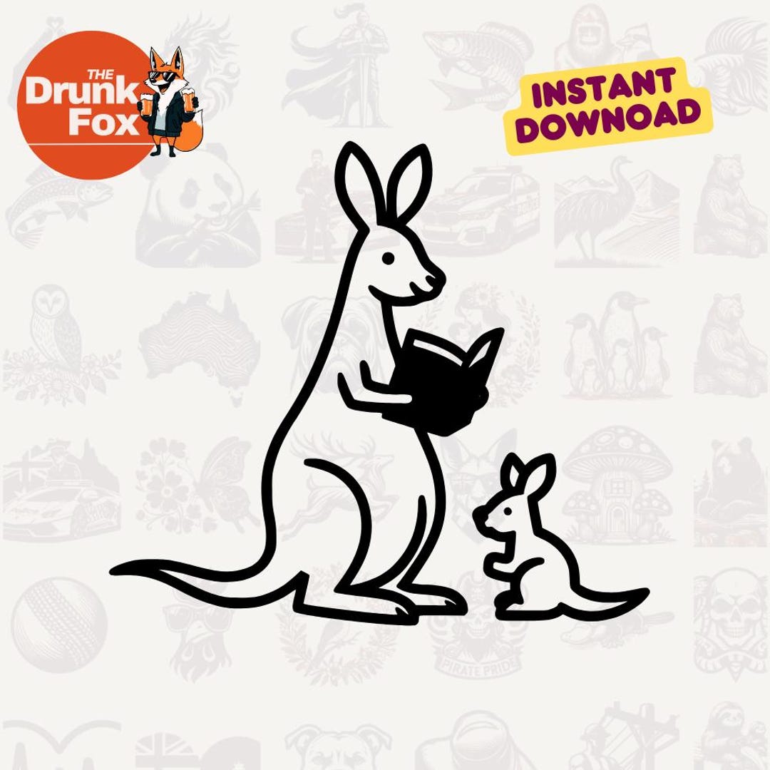 Kangaroo and Joey Reading SVG – Educational Cute Animal Clipart - Etsy
