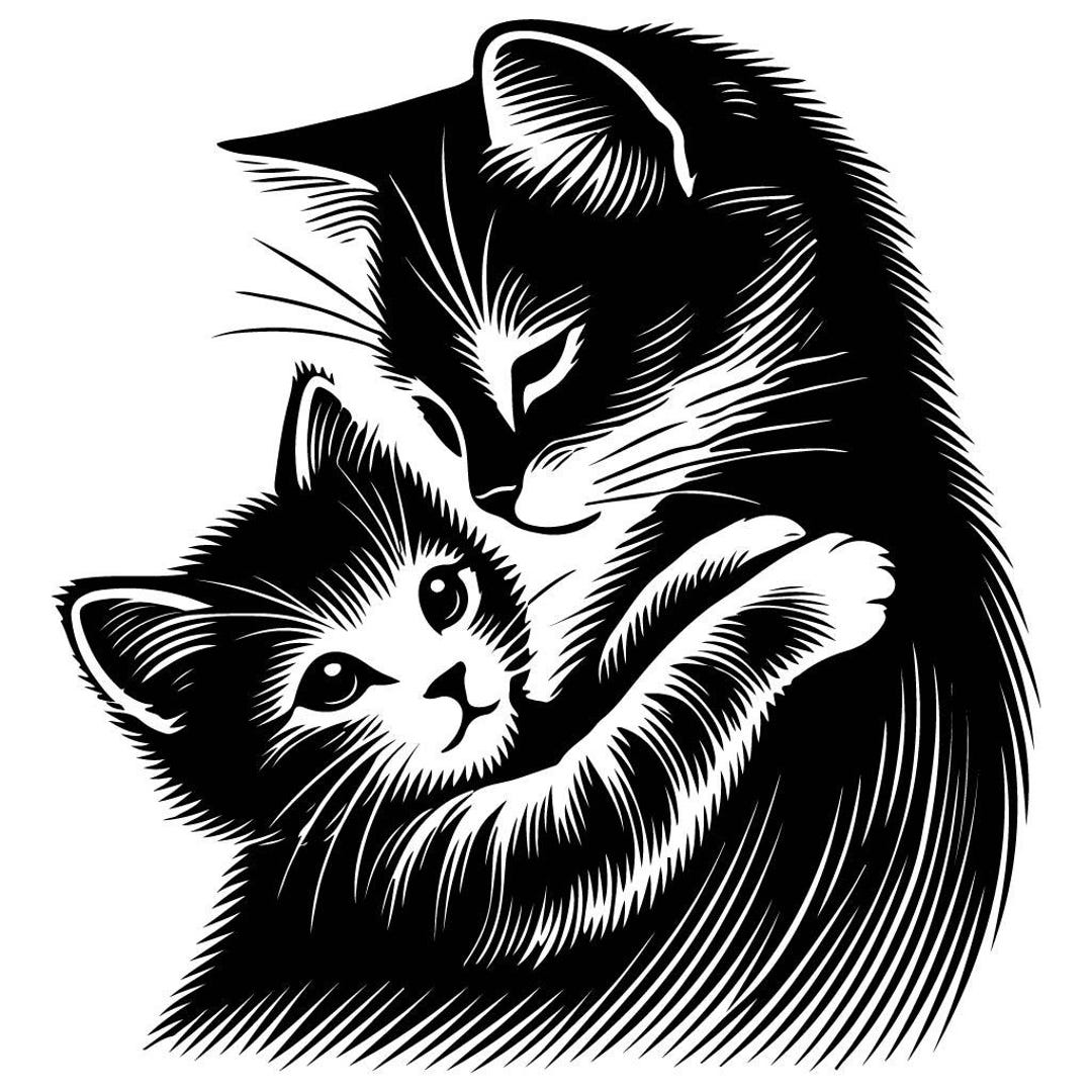 Mom and Baby Animal SVG Vector File for Laser Cutting 5 | Perfect ...