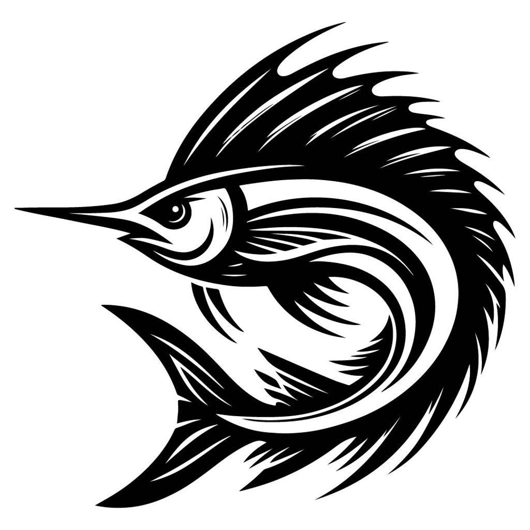 Swordfish Fish SVG 1 | Fishing SVG | Black & White Vector File for ...