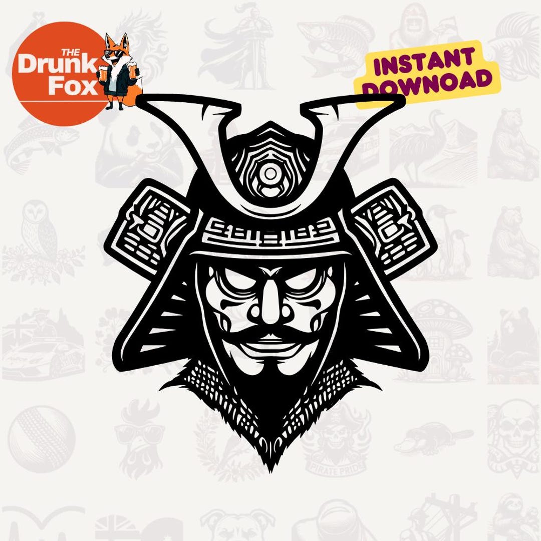 Samurai Head With Traditional Face Paint SVG - Japanese Warrior ...