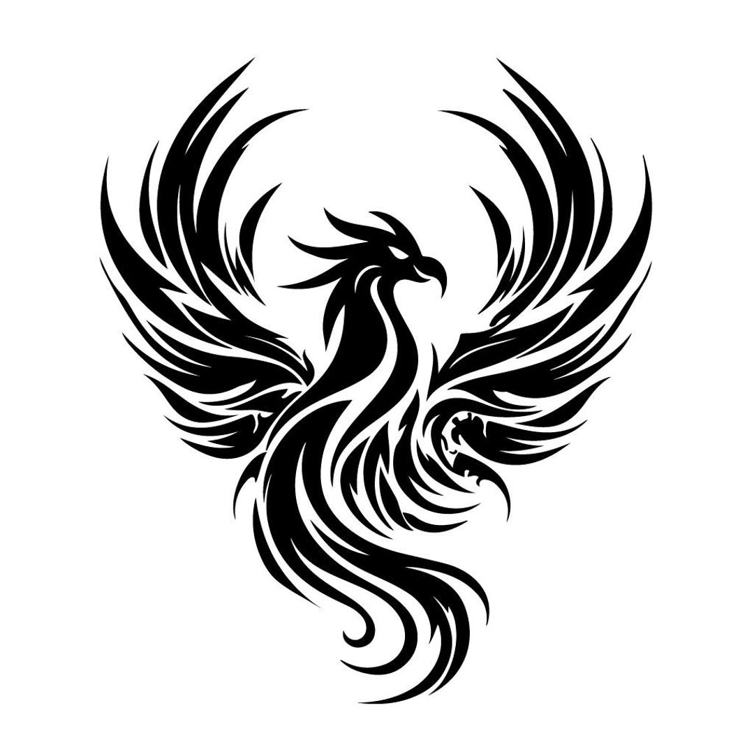 Flaming Phoenix SVG 2 | Black & White Vector File for Laser Cutting ...