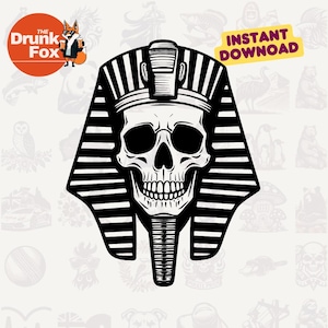 Half Human Half Skull Pharaoh Face SVG - Duality Mask Design for ...