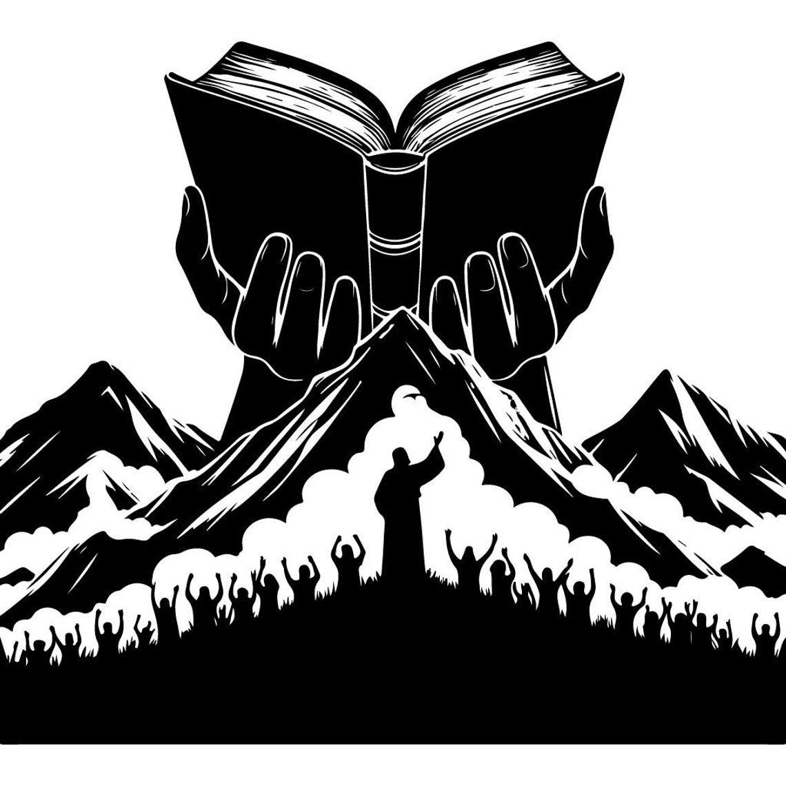 Hands Holding Bible SVG - Background Black and White SVG Vector File ...