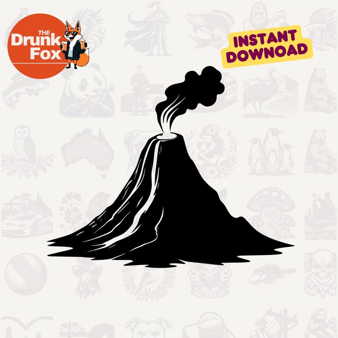 Side View Volcano Silhouette SVG - Lava Stream Simple Clipart - Etsy