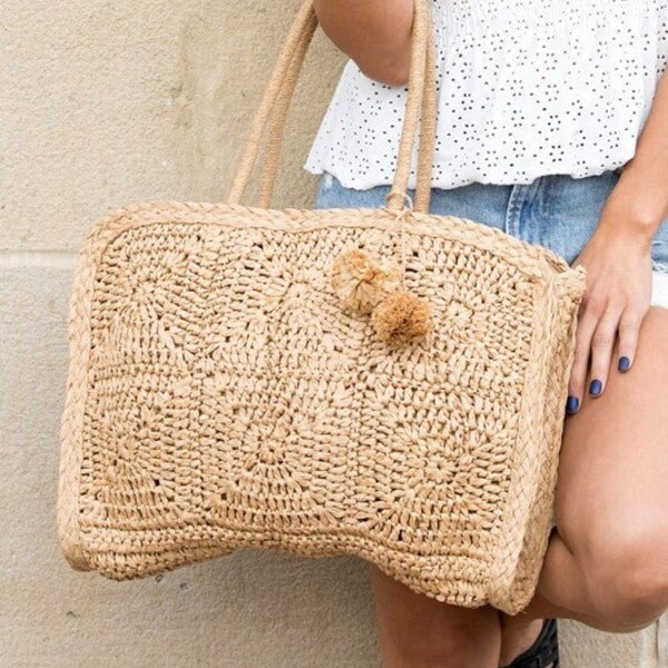 Straw Bag With Zipper Closure - Etsy