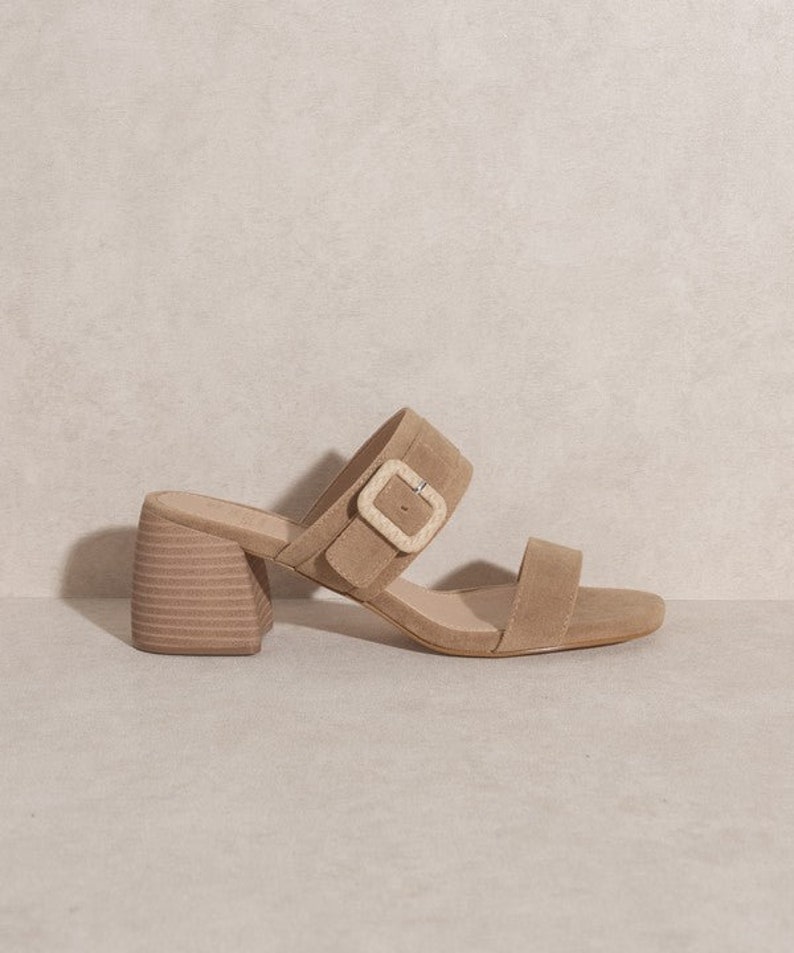 Nicole Buckle Block Stacked Heel Sandal - Etsy