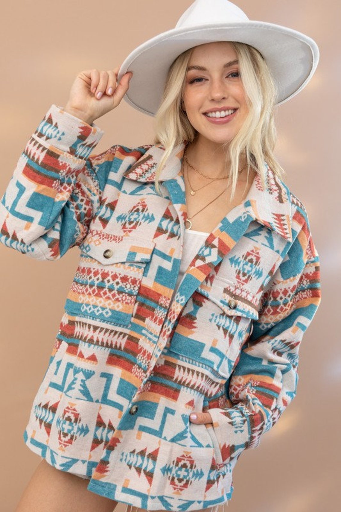Aztec Western Style Long Sleeve Jacket Shacket - Etsy