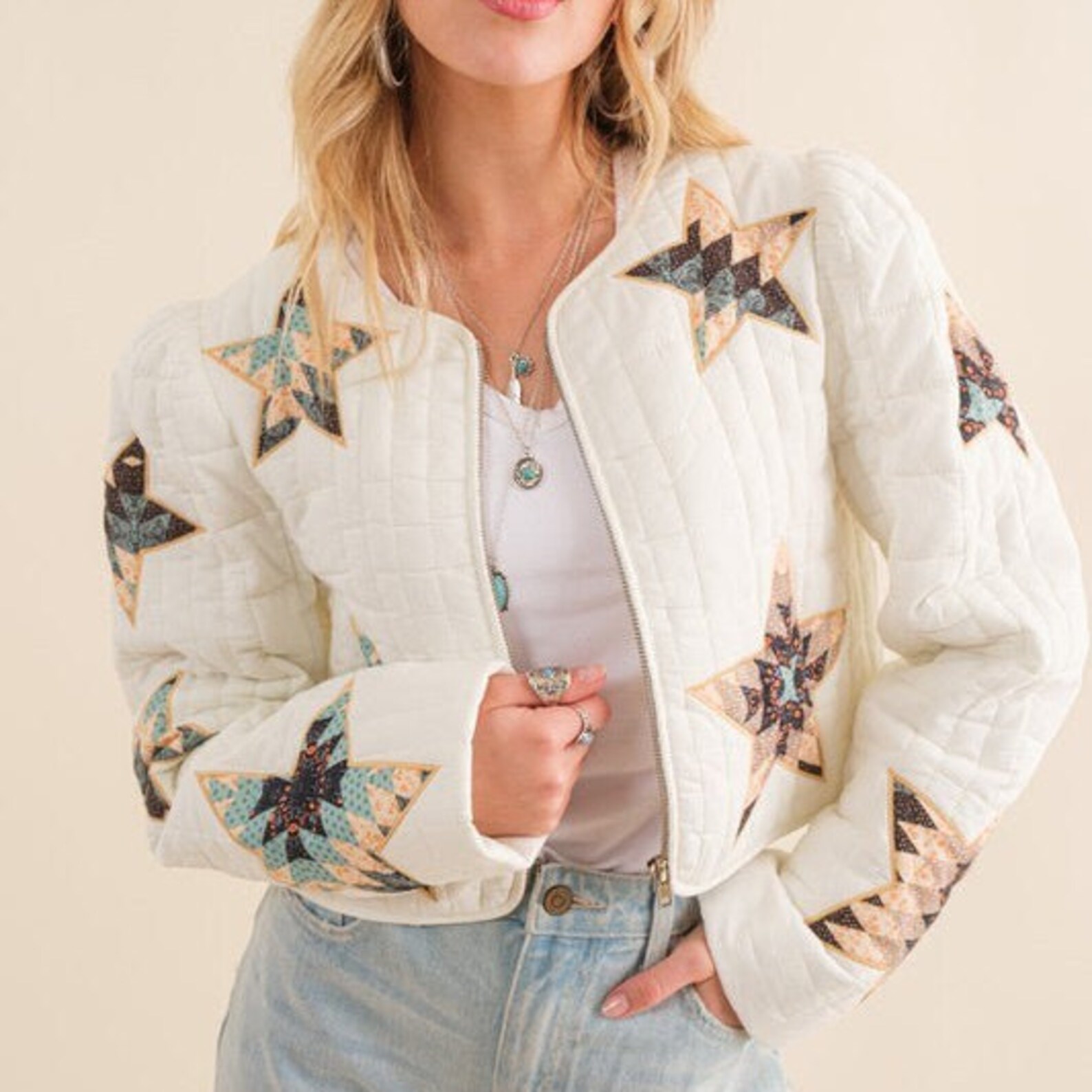 Quilted Multi Star Padded Western Jacket Star Pattern Fall Jacket - Etsy