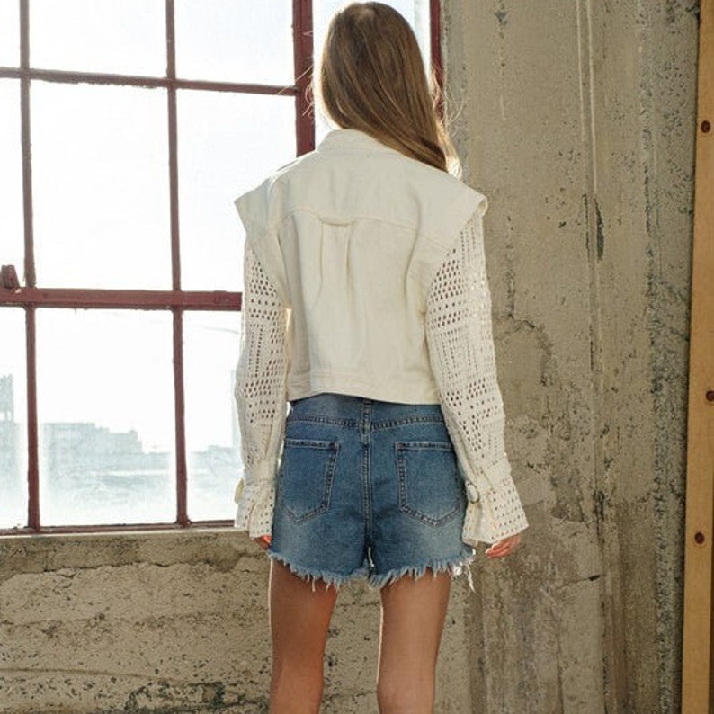 Twill Crop Crochet SLV Jacket Cropped Crochet Summer Jacket - Etsy