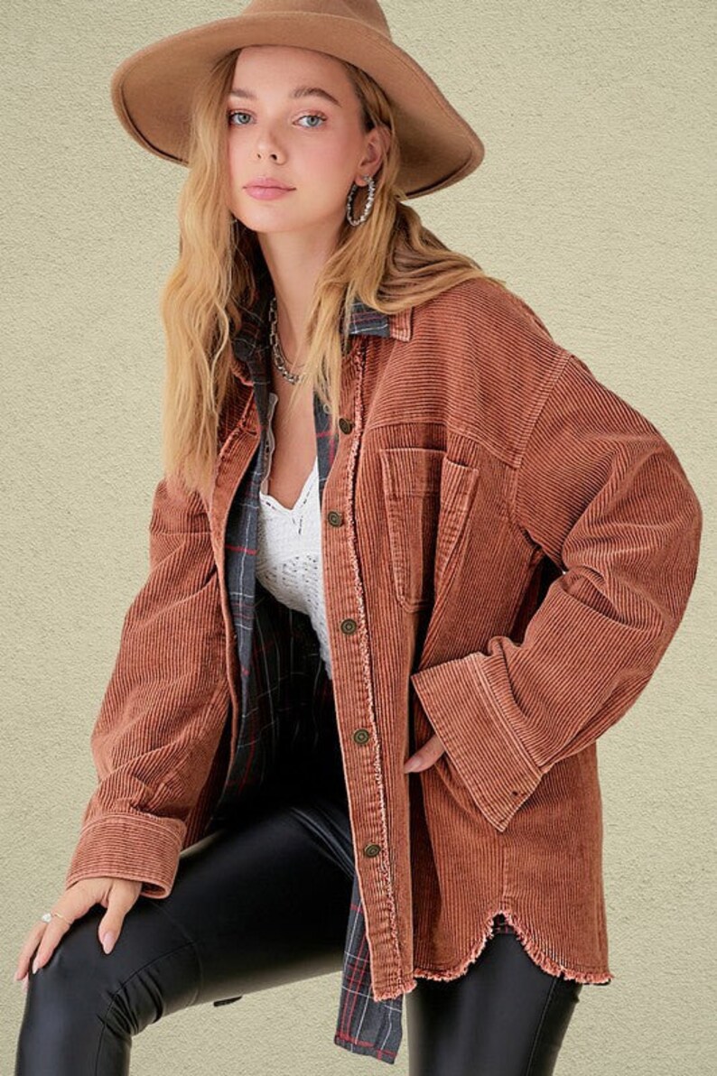The Daisy Corduroy Washed Finish Shacket Jacket - Etsy