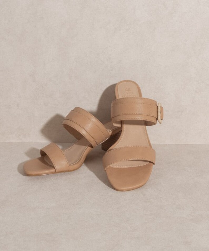 Nicole Buckle Block Stacked Heel Sandal - Etsy