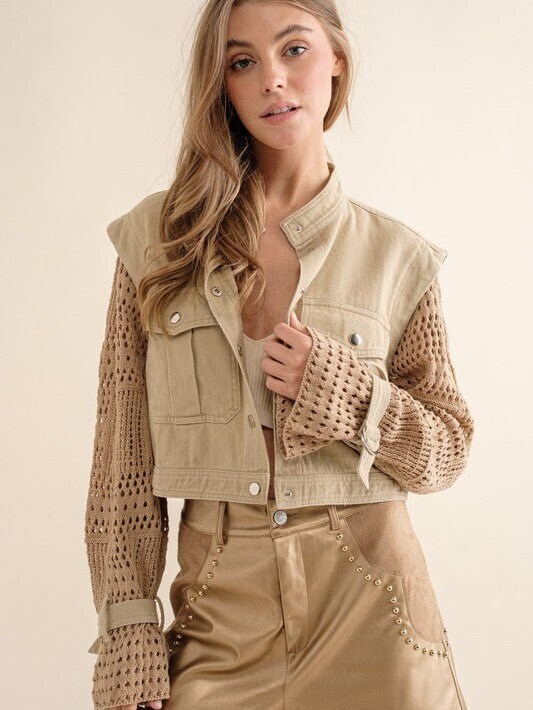 Twill Crop Crochet SLV Jacket Cropped Crochet Summer Jacket - Etsy