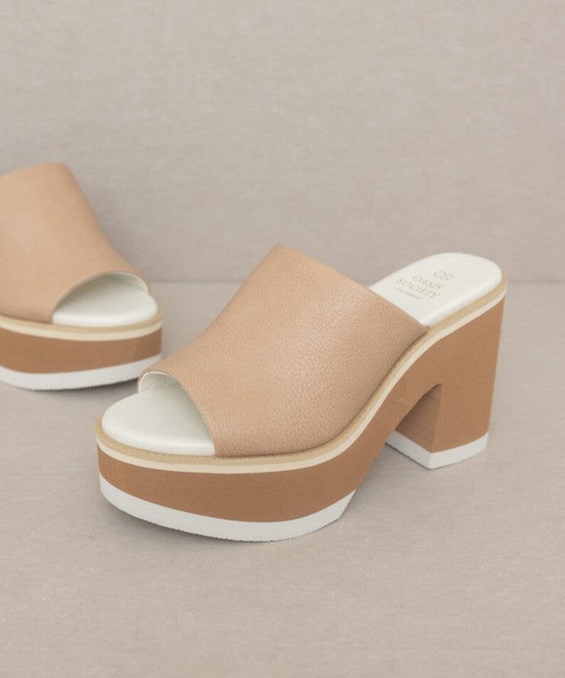 Maren Layered Chunky Heeled Platform Slides Sandals - Etsy