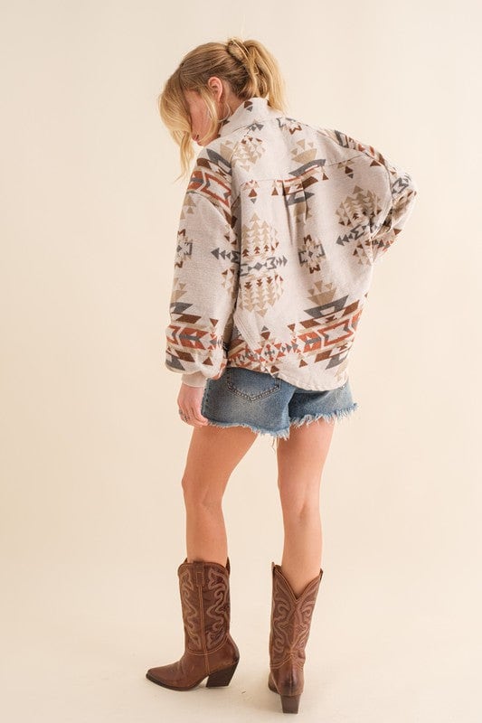 Aztec Western Pullover Oversized Aztec Print Jacket Kangaroo Pocket ...