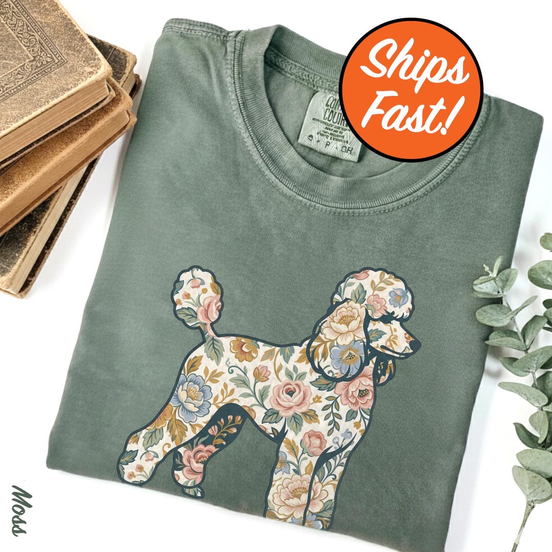 Poodle T-shirt, Modern Chintz Floral Tee, Dog Lover Gift, Cute Pet ...