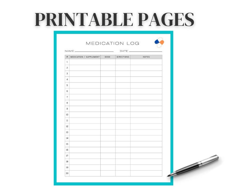 Medication Tracker, Printable Health Log, Medical Chart, Daily ...