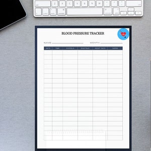 Blood Pressure Tracker, Printable Blood Pressure Log, Medical Chart ...