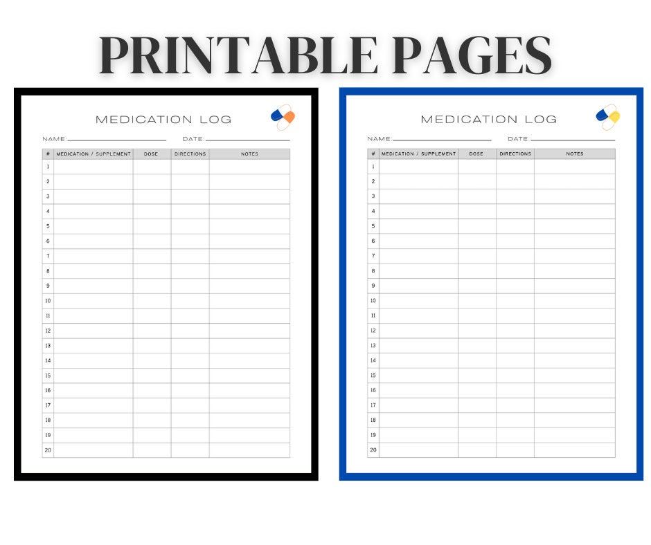 Medication Tracker, Printable Health Log, Medical Chart, Daily ...