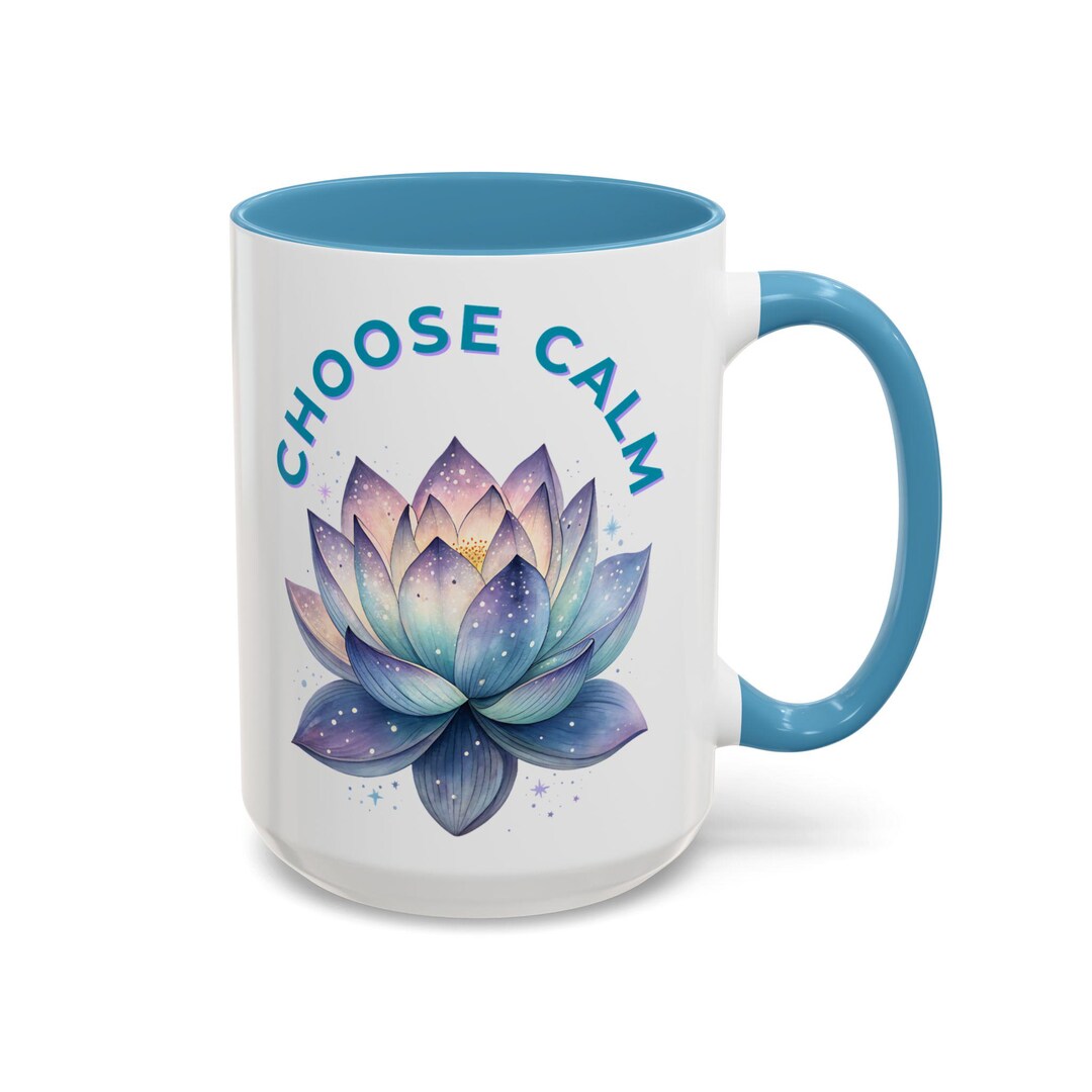 Lotus Flower Accent Coffee Mug, 15 Oz Plant Lover Teacup, Yoga ...