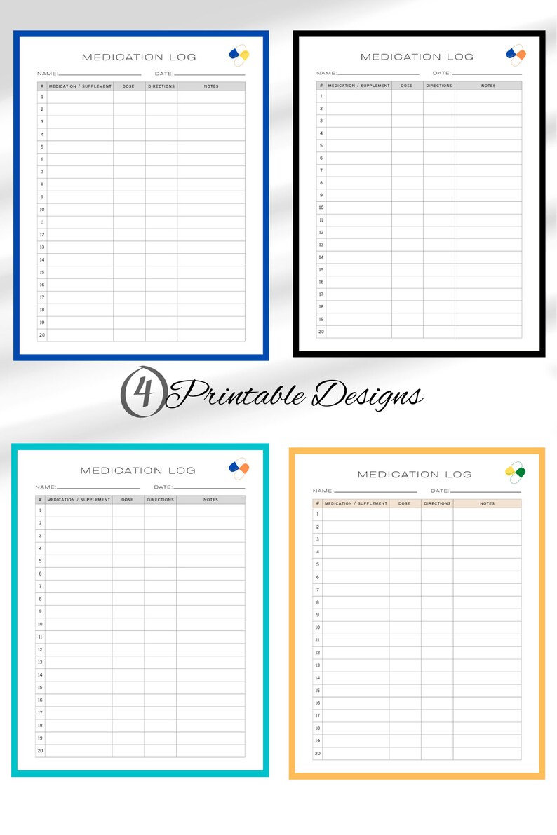 Medication Tracker, Printable Health Log, Medical Chart, Daily ...