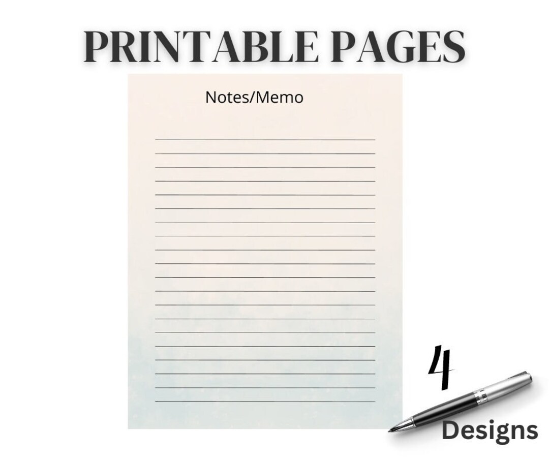 Notes Pages Printable, Writing Paper, Blank Notes, Study Note Template ...