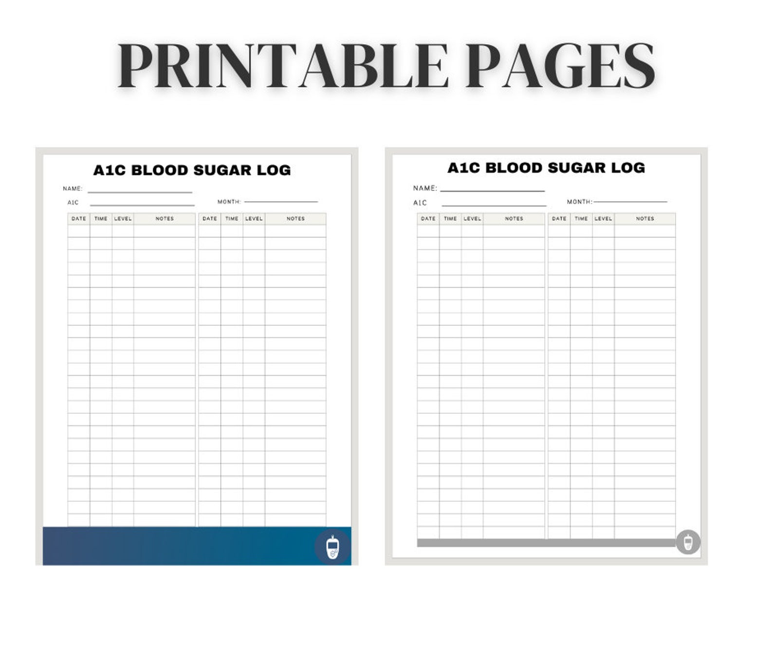 A1C Blood Glucose Tracker, Printable Blood Sugar Log, Medical Checklist ...