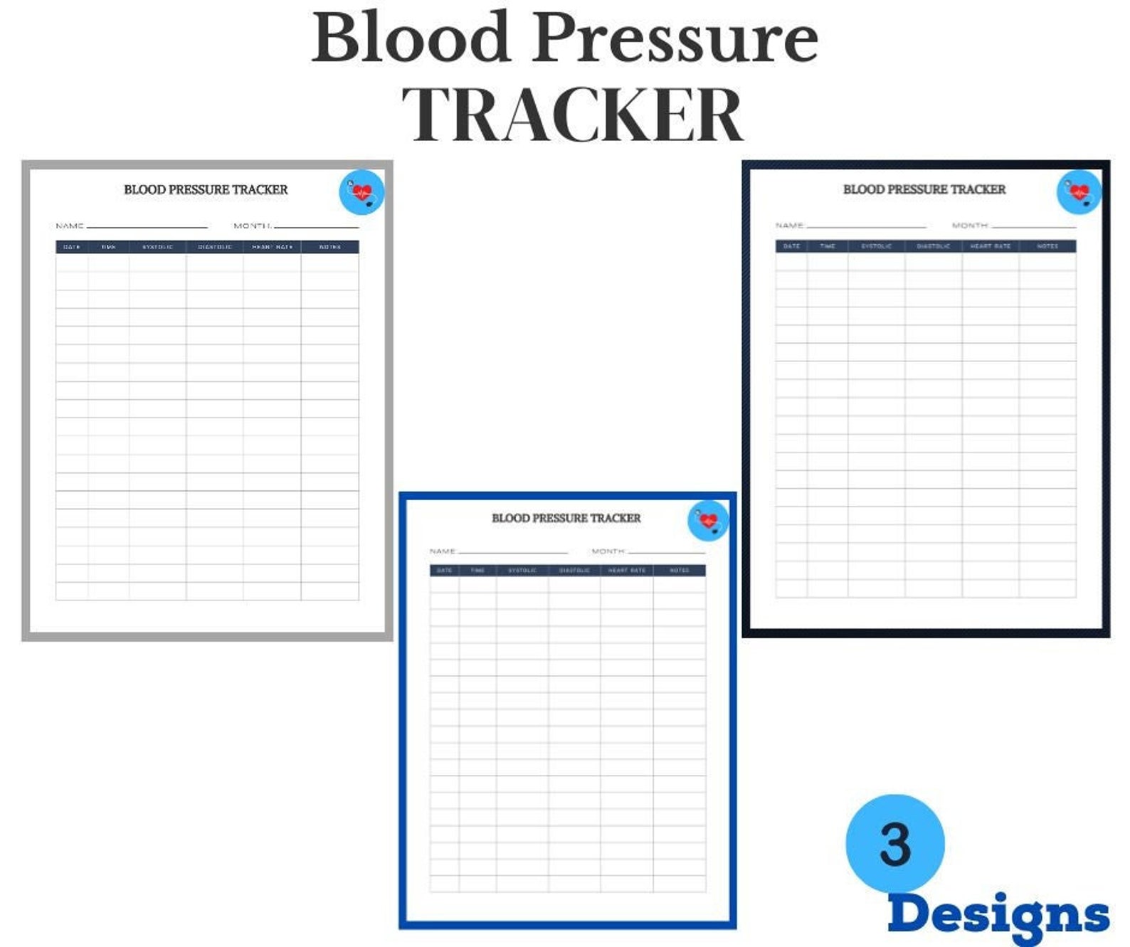 Blood Pressure Tracker, Printable Blood Pressure Log, Medical Chart ...