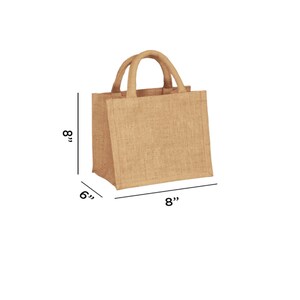 10x Jute Bags 8 X 8 X 6 Inches Small - Padded Cotton Handles Small Eco ...