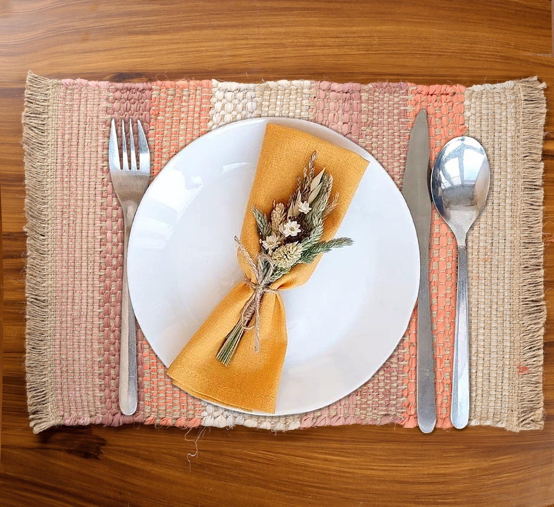 Table Woven Placemats Rectangle Placemat Set of 4 6 Cotton Chindi ...