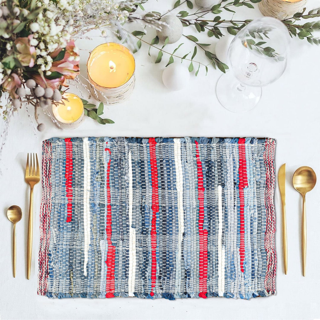 Eco Friendly Denim Placemats (set of 4), Size: 14''x18''. Rustic ...