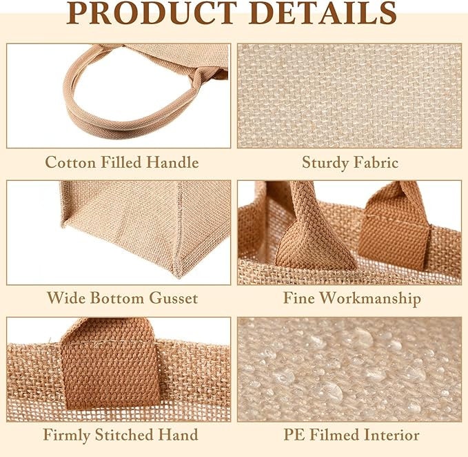 Burlap Jute Tote Bags Bulk X-large Beach With W16×H14×D6 Blank for ...