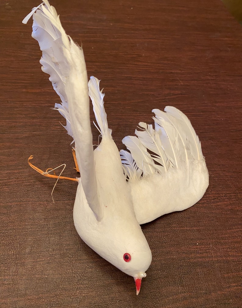 Artificial Doves 11 Inch Wingspan White Flocked Body and Natural ...