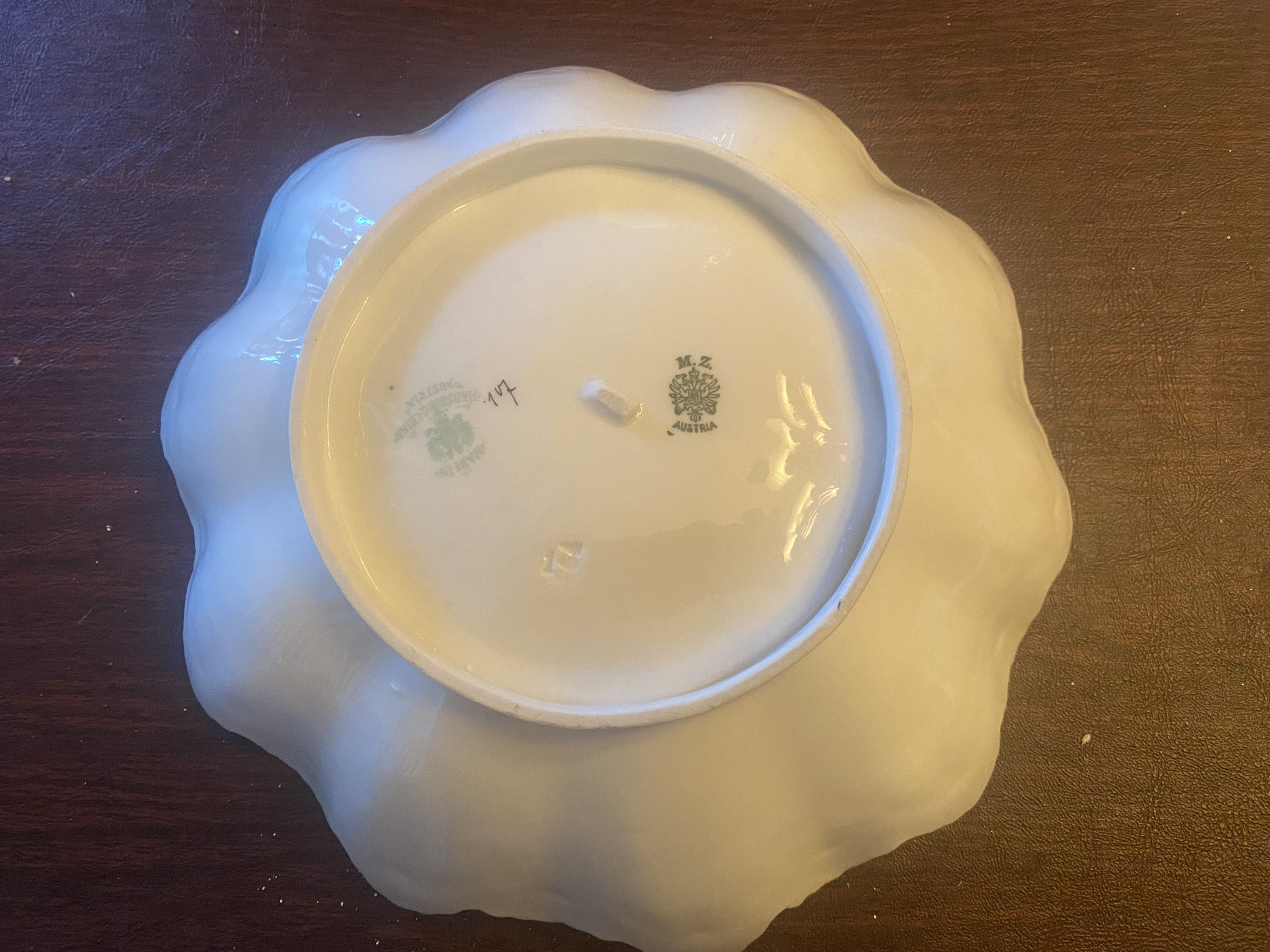 Antique M Z Austria 1-10” Ruffled Bowl Rose Pattern & 6- 5”ruffled ...