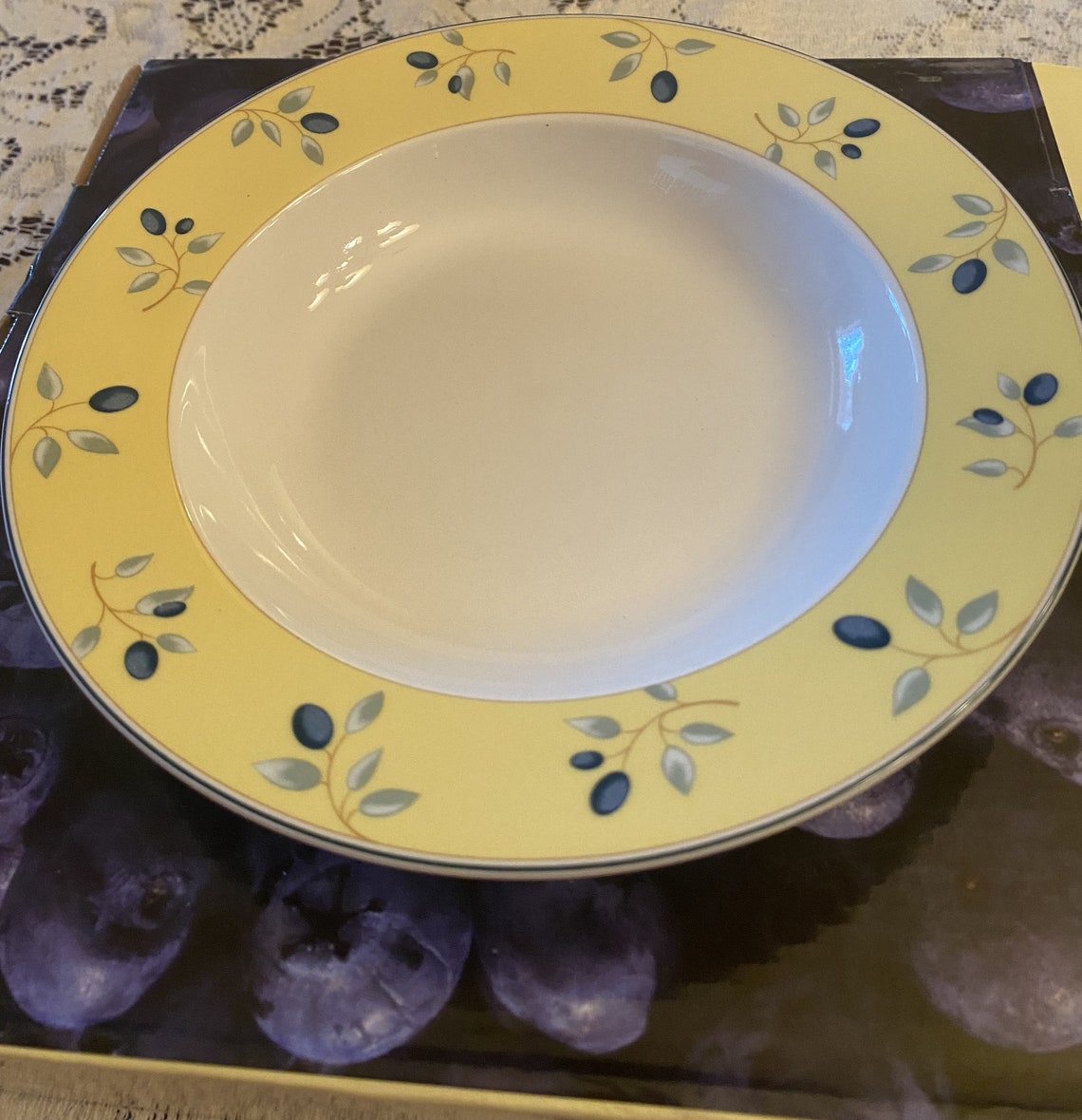 Blueberry Dishes by Royal Doulton, Plate, Bowl, Salad Plate. Yellow ...