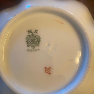 Antique M Z Austria 1-10” Ruffled Bowl Rose Pattern & 6- 5”ruffled ...