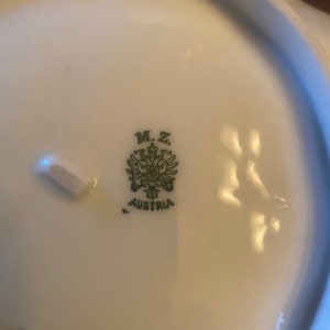 Antique M Z Austria 1-10” Ruffled Bowl Rose Pattern & 6- 5”ruffled ...