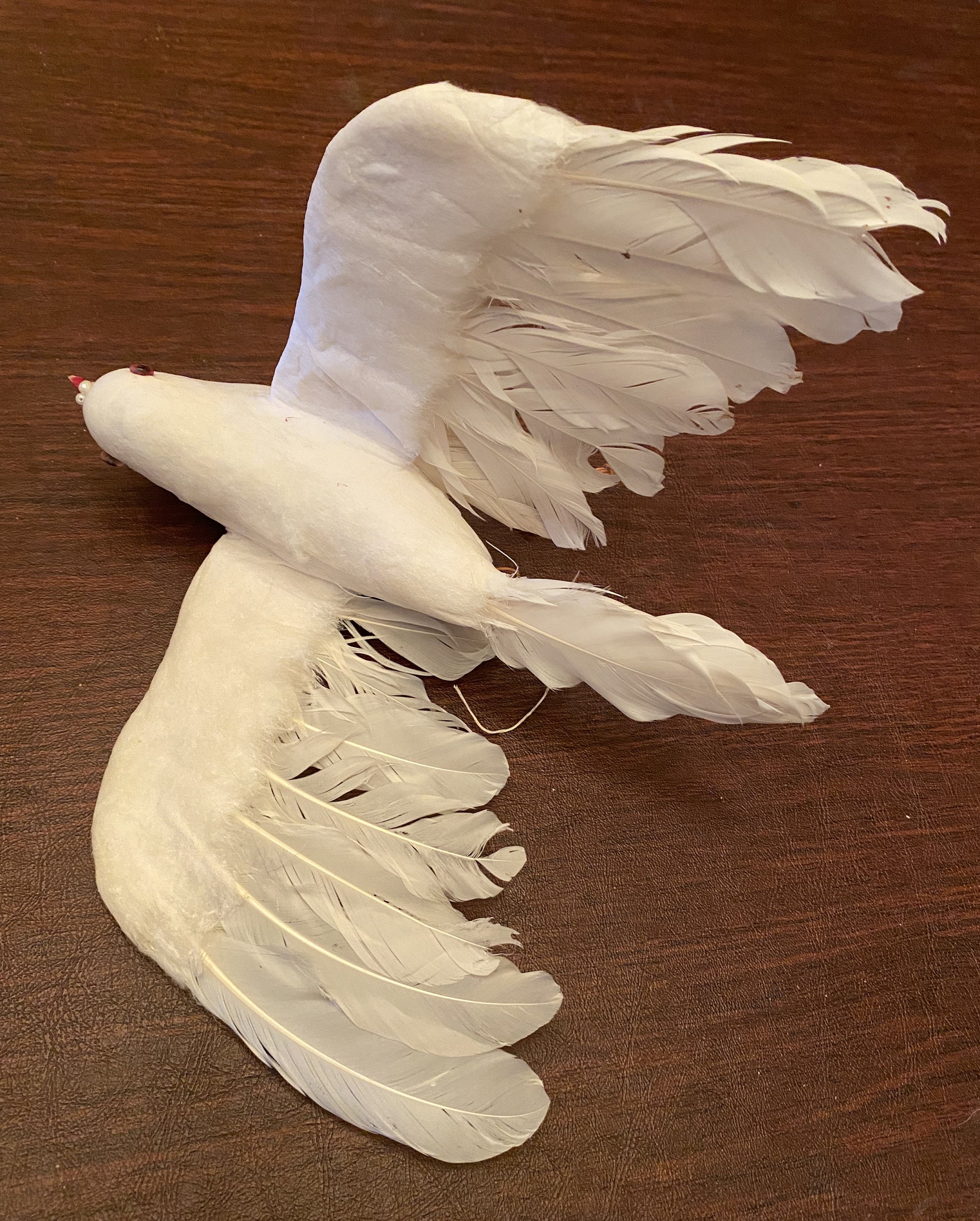 Artificial Doves 11 Inch Wingspan White Flocked Body and Natural ...