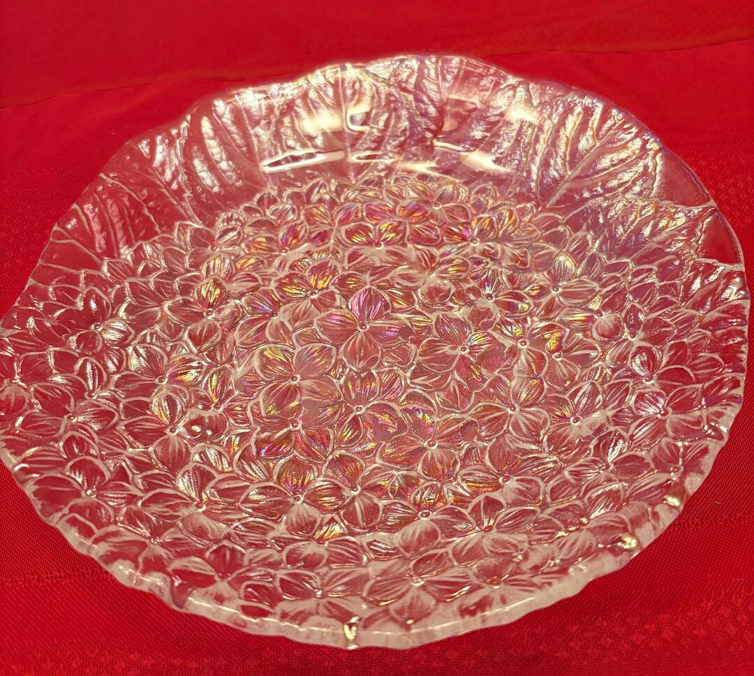 Set of 5 Hoya Crystal Clear Iridescent Hydrangea Plates 7.25" - Etsy