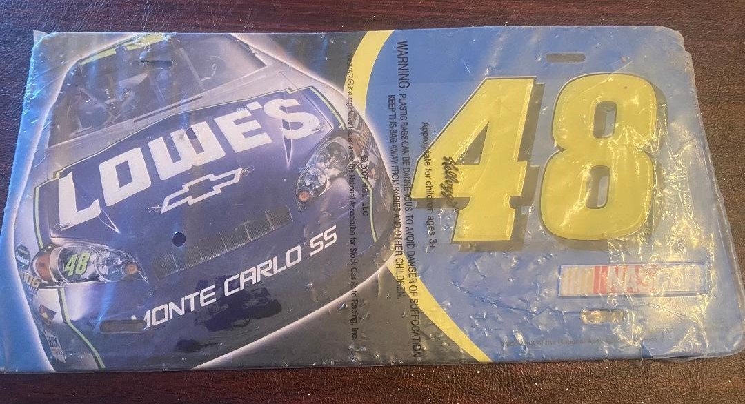 Jimmie Johnson #48 Nascar License Plate, Metal, Lowe’s 2007, New in ...