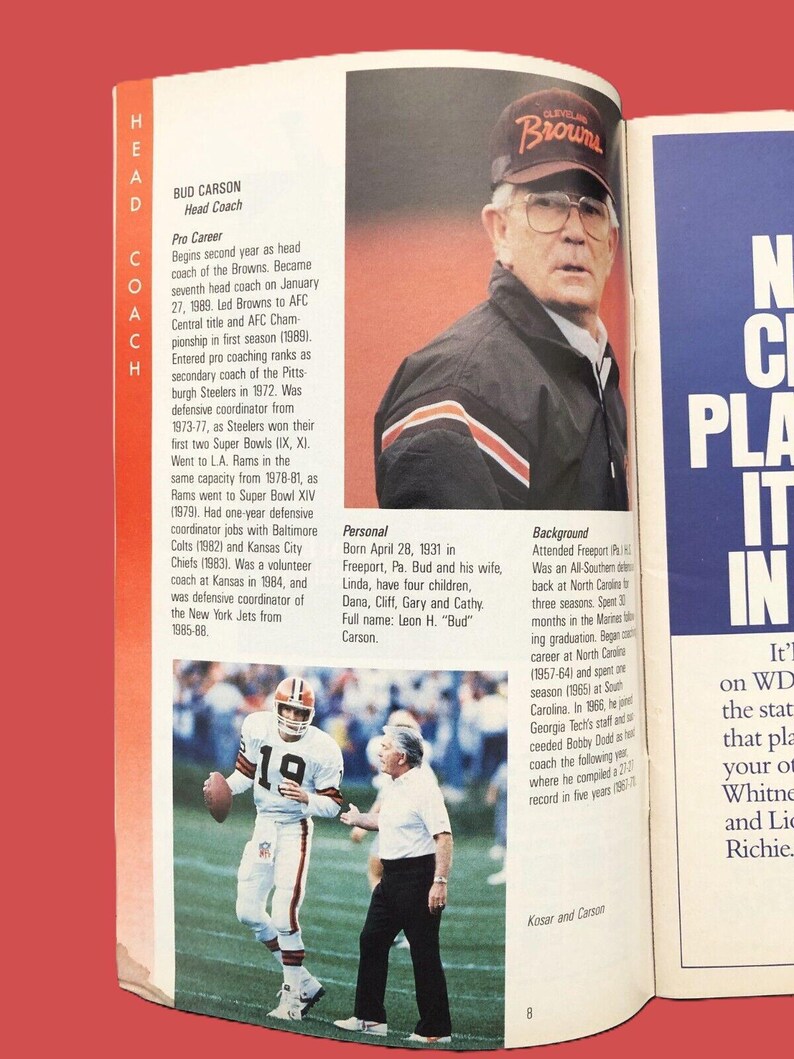 1990 Cleveland Browns Training Camp Preview Program - Etsy