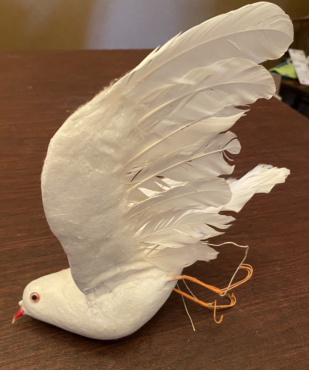 Artificial Doves 11 Inch Wingspan White Flocked Body and Natural ...