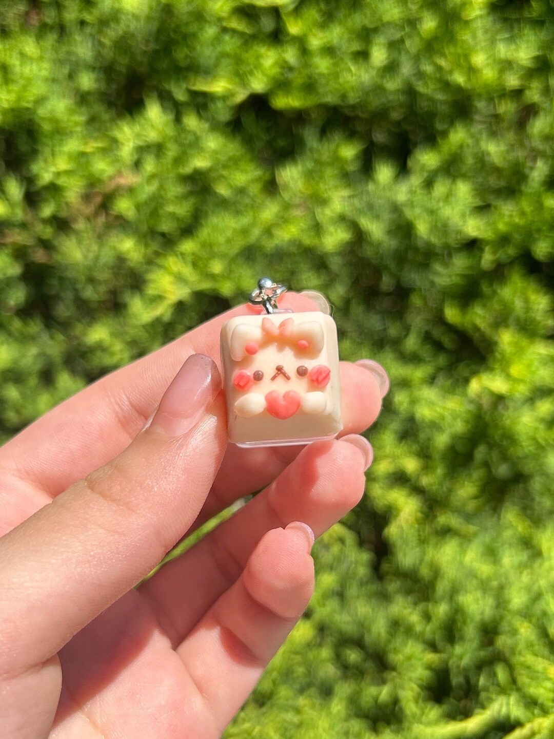 Cat Keycap Keychain Clicky Fidget Toy Handmade Clay Stress Relief Toy ...